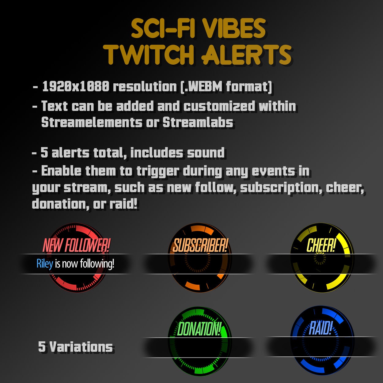 Sci-fi Vibes Streamer Alerts | Twitch - Kick - Youtube Overlays ...