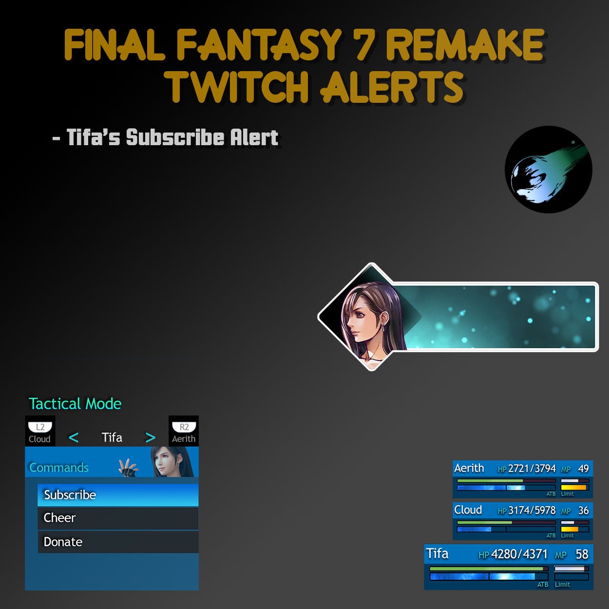 Animated Twitch Stream Alerts - Final Fantasy 7 Remake | FF7 | Twitch - Youtube - Kick Streamer ...