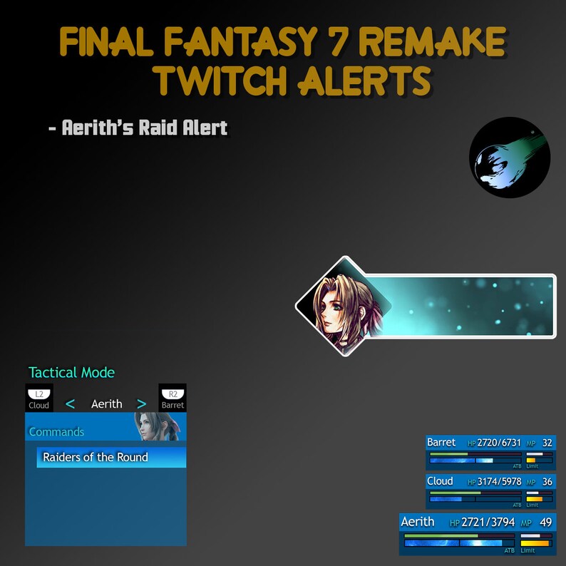 Animated Twitch Stream Alerts - Final Fantasy 7 Remake | FF7 | Twitch ...
