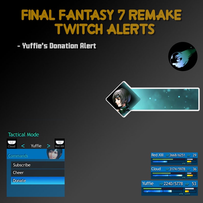 Animated Twitch Stream Alerts - Final Fantasy 7 Remake | FF7 | Twitch ...