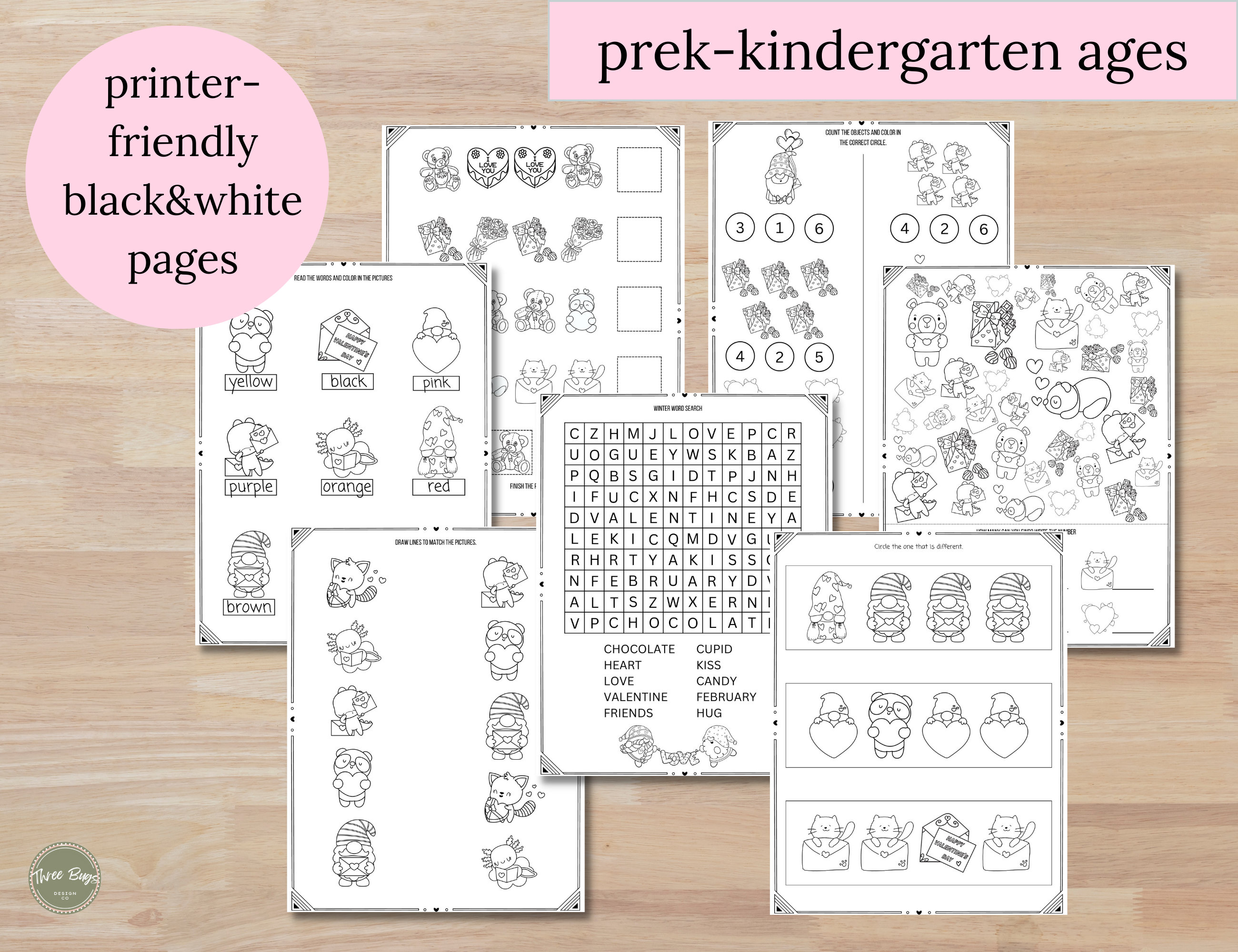 Valentine's Day Printable Activity Pack, Prek and Kindergarten Activity ...