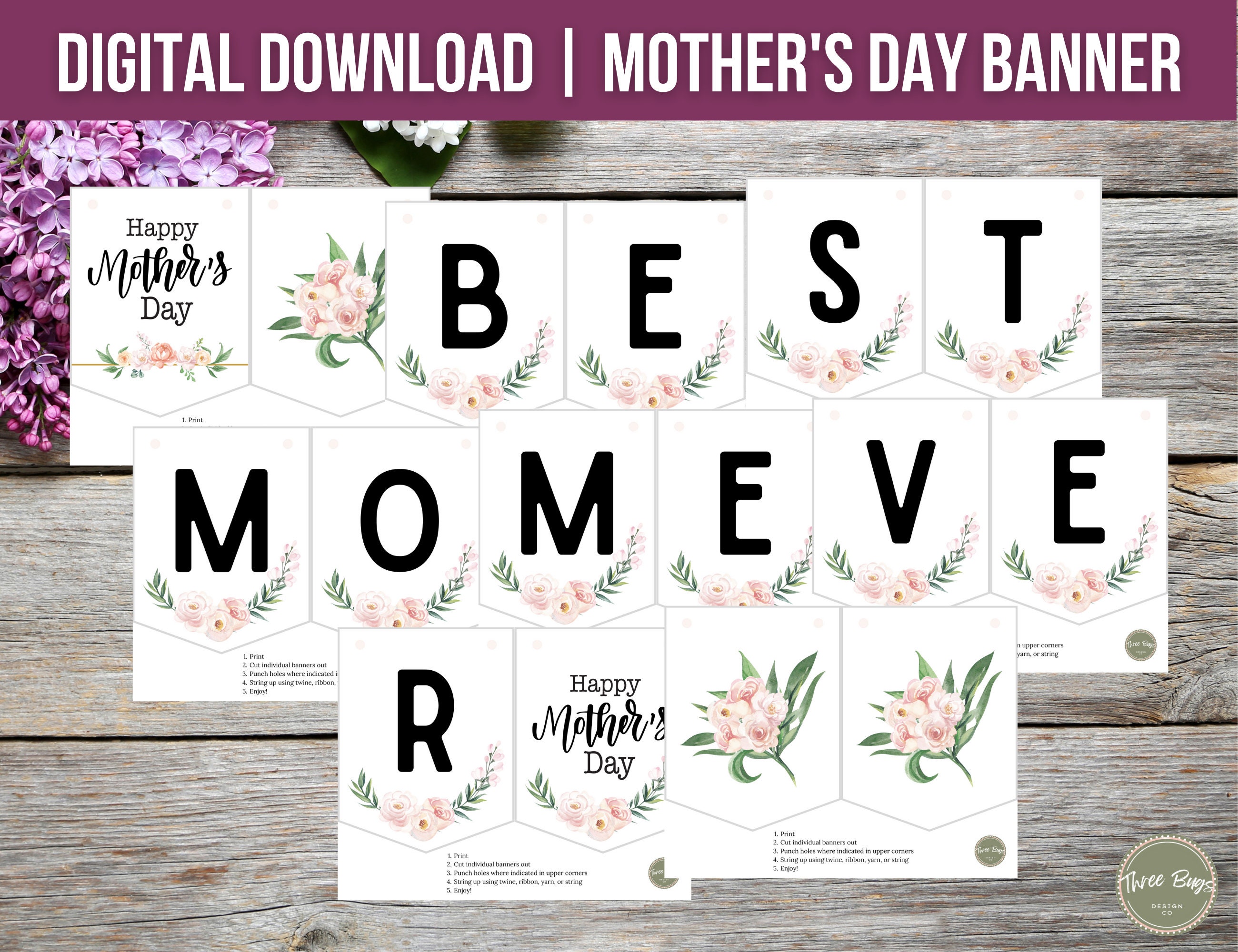Printable Mother's Day Banner, Mother's Day Decor, Printable Banner ...