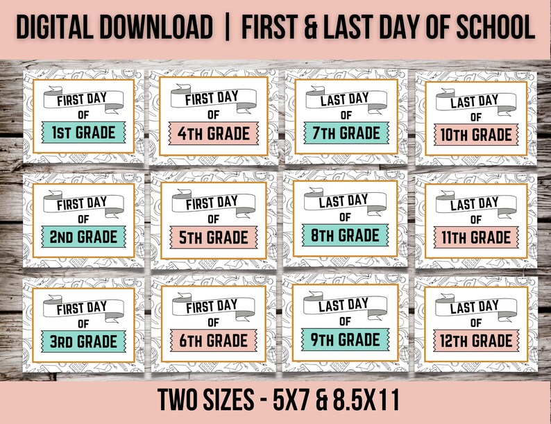 Printable First and Last Day of School Signs Back to School - Etsy