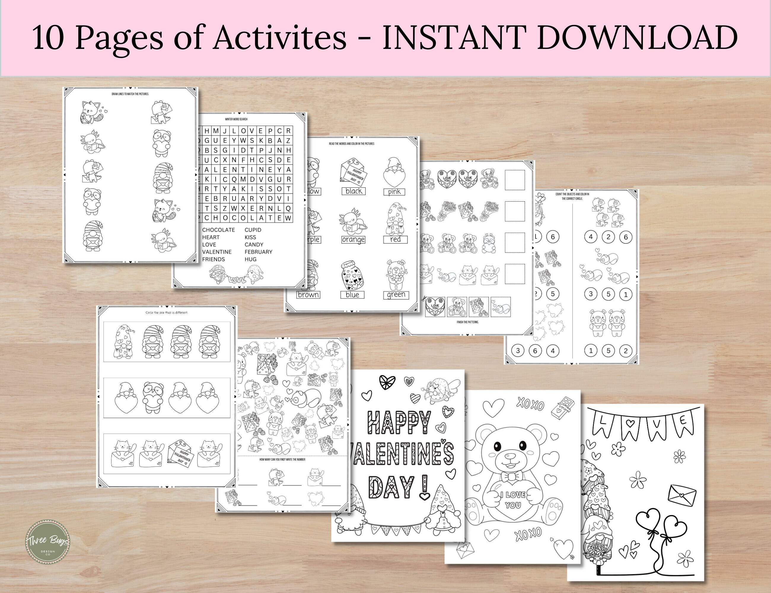 Valentine's Day Printable Activity Pack, Prek and Kindergarten Activity ...