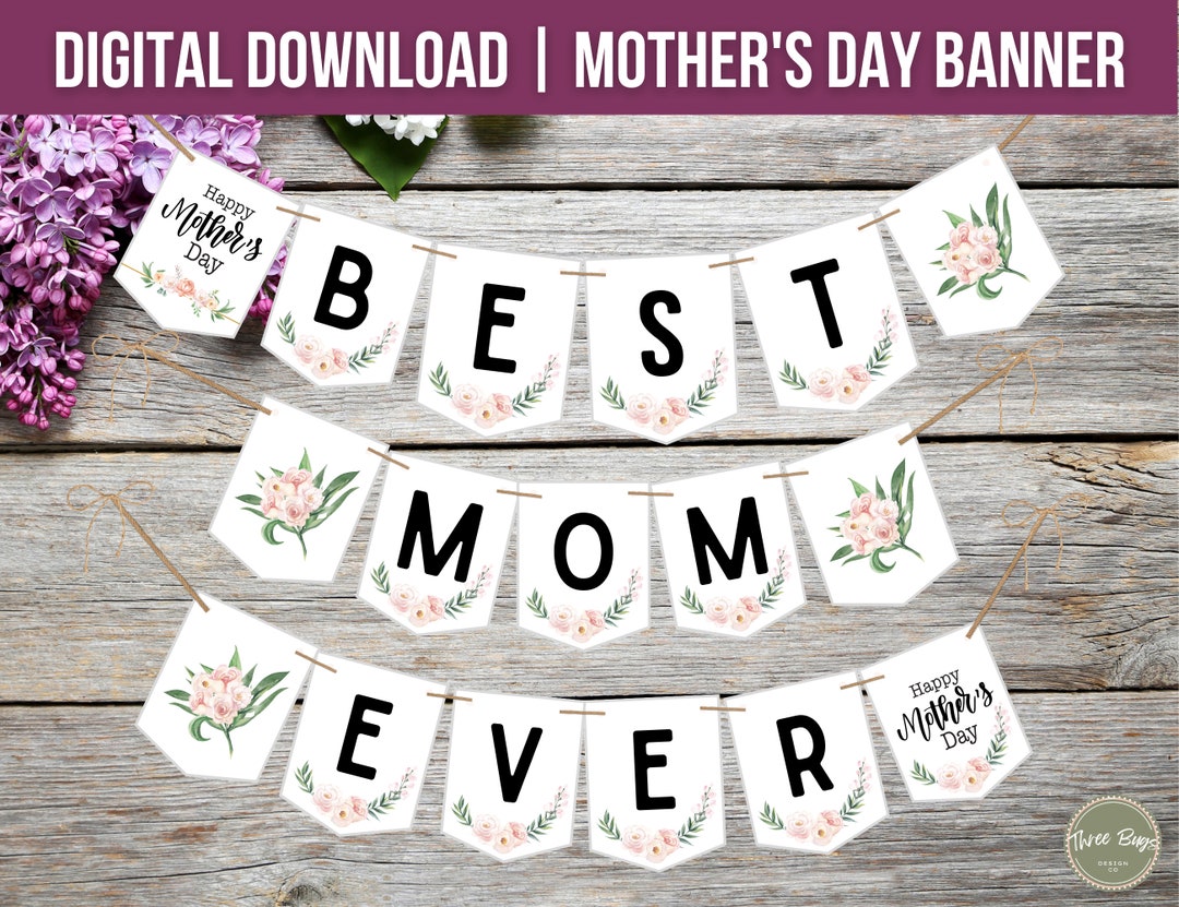 Printable Mother's Day Banner, Mother's Day Decor, Printable Banner ...