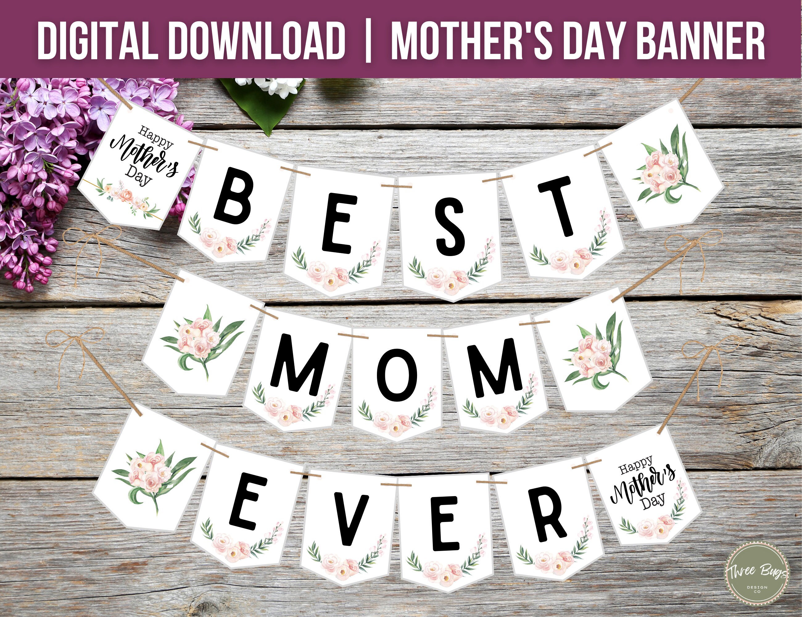 Printable Mother's Day Banner, Mother's Day Decor, Printable Banner ...