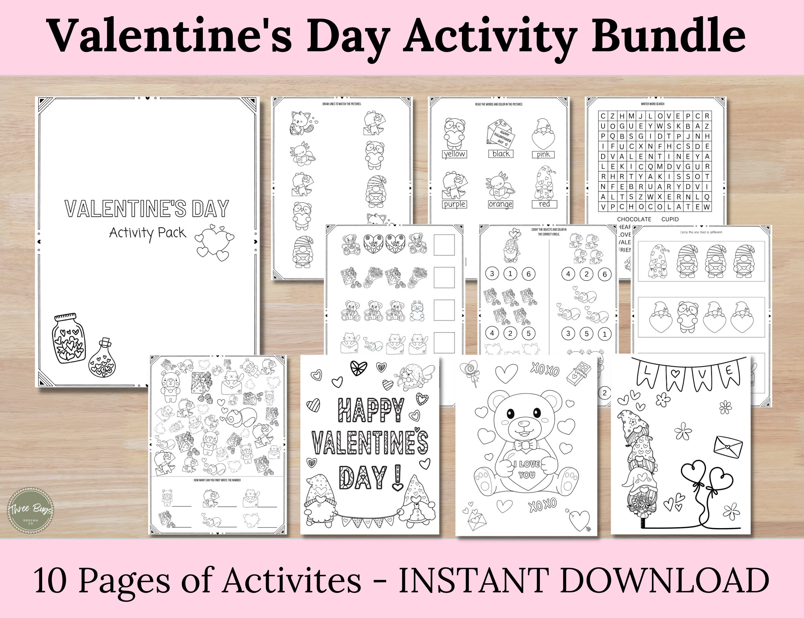 Valentine's Day Printable Activity Pack, Prek and Kindergarten Activity ...