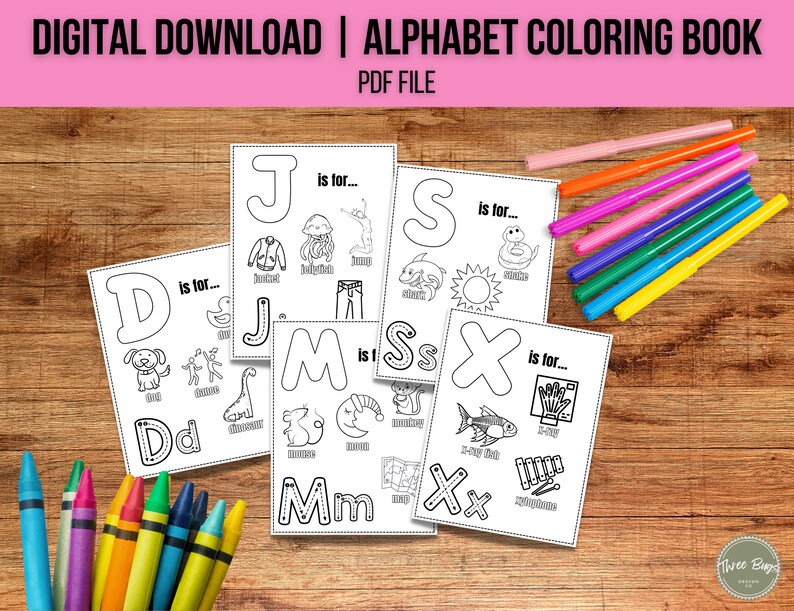 Printable Alphabet Trace & Color Book Abcs Book Coloring - Etsy