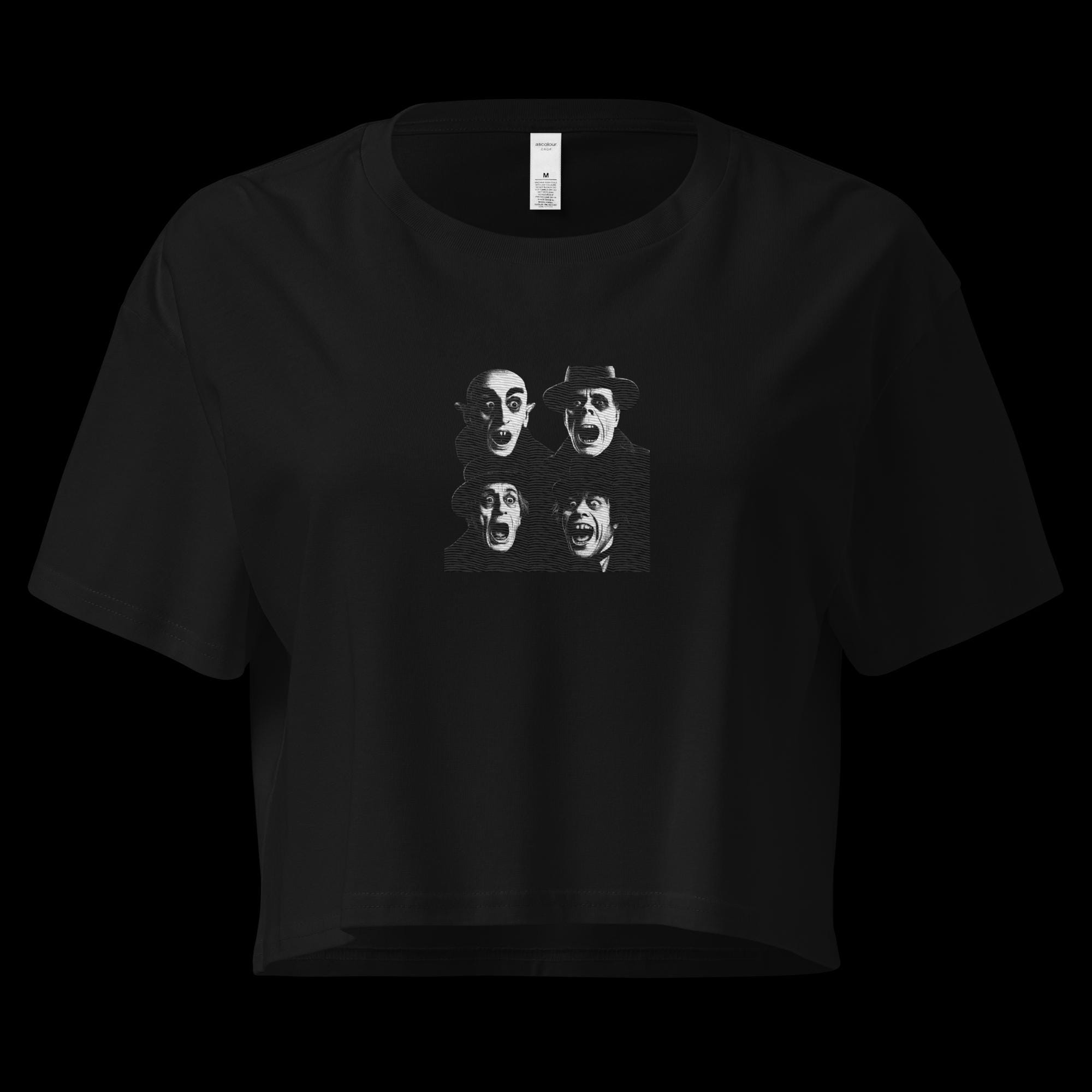 Halloween Embroidered Horror Crop Top – 1920s Silent Film Monster Shirt ...