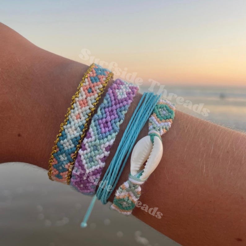 Cowrie Shell Bracelet|boho|preppy Aesthetic|surfer|woven|friendship ...