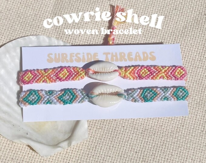 Cowrie Shell Bracelet|boho|preppy Aesthetic|surfer|woven|friendship ...