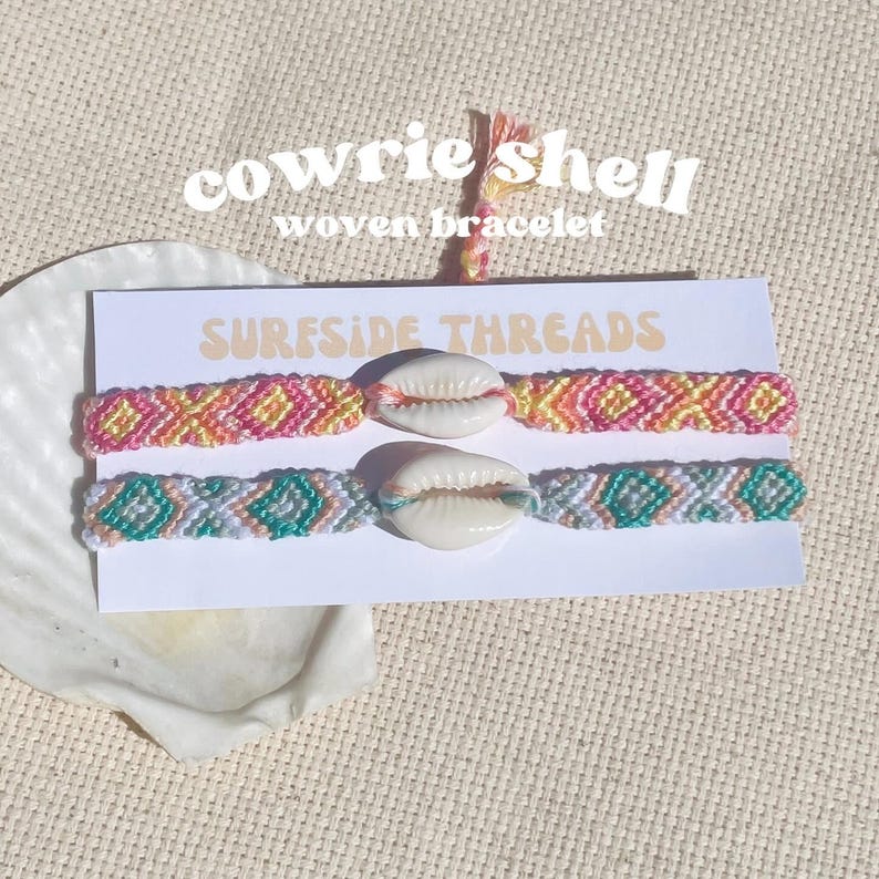 Cowrie Shell Bracelet|boho|preppy Aesthetic|surfer|woven|friendship ...