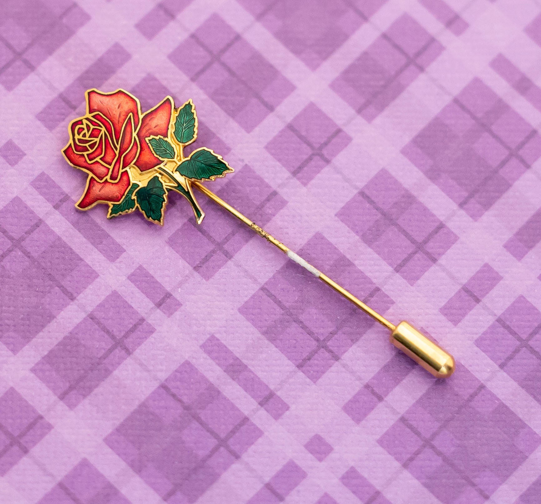 Vintage Red Rose Gold Tone Stick Pin V18 - Etsy