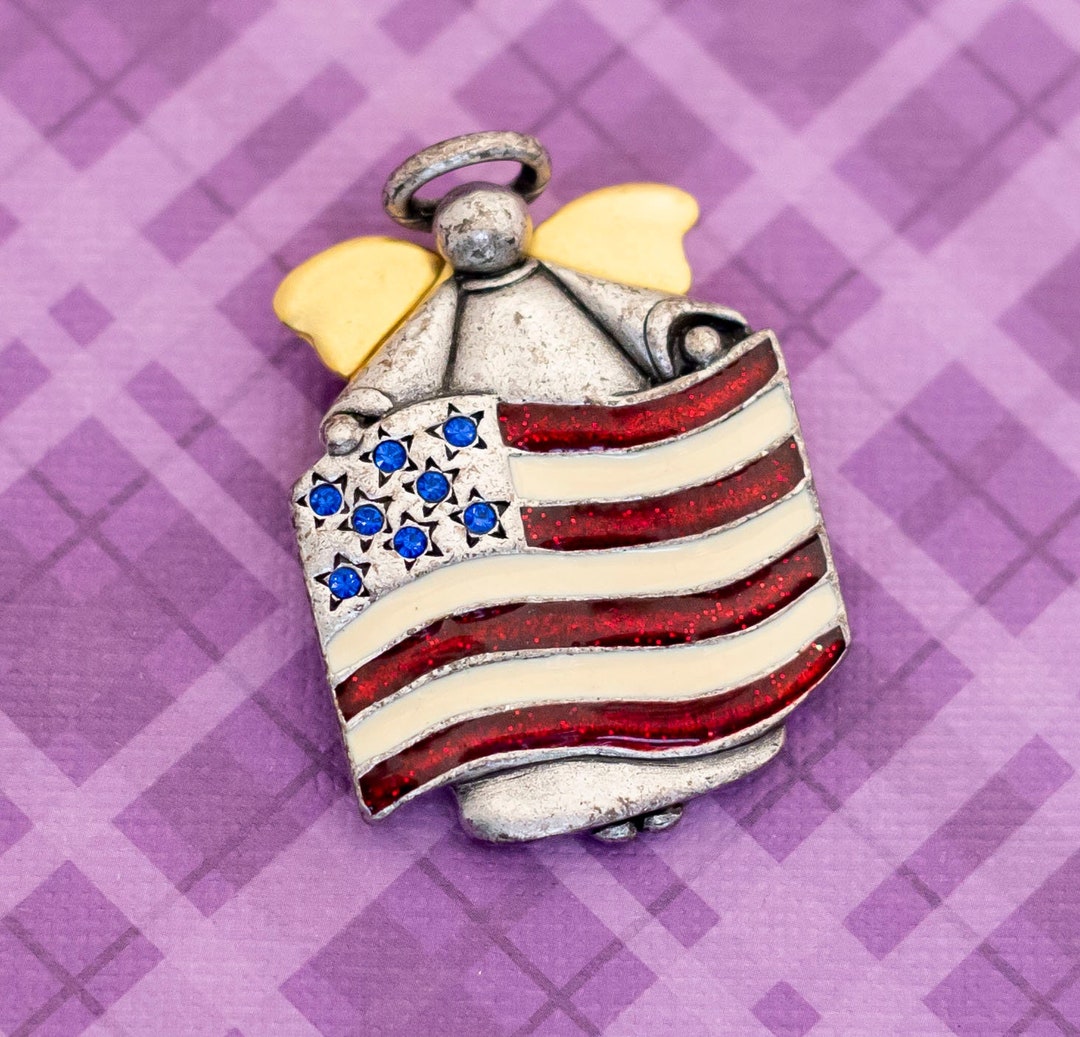 Vintage Angel USA Flag Intricate Brooch by AJMC - V20 - Etsy