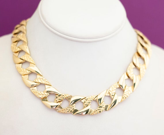 Vintage Sharp Curb Style Gold Tone Chain Necklace 23 … - Gem
