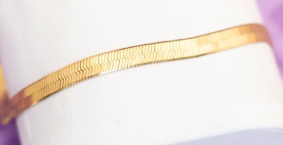 Vintage Fine Herringbone Gold Tone Bracelet By Americ Gem