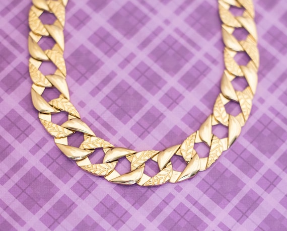 Vintage Sharp Curb Style Gold Tone Chain Necklace 23 … - Gem