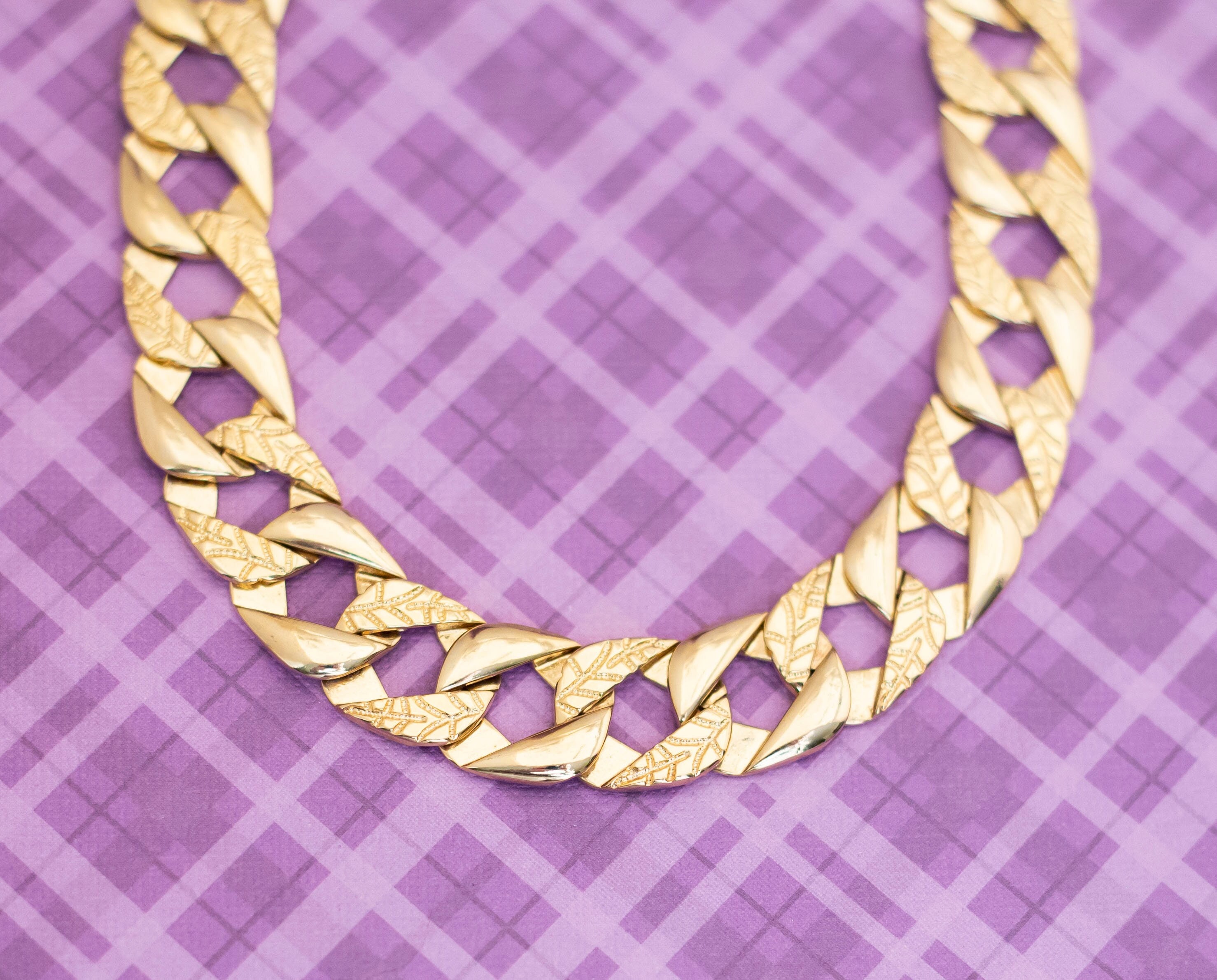 Vintage Sharp Curb Style Gold Tone Chain Necklace 23 Inch - V11 - Etsy