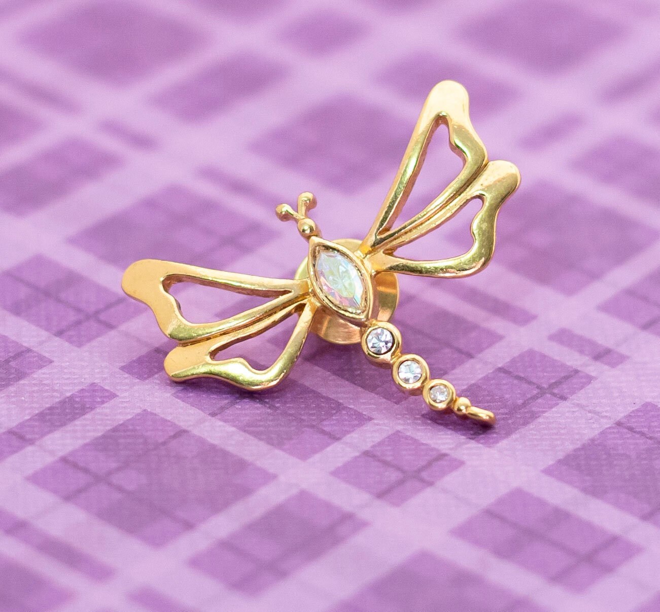 Vintage Art Nouveau Iridescent Dragonfly Pin by Avon - V17 - Etsy