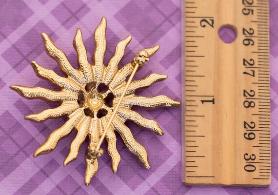 Vintage Art Nouveau Symbolic Sun Rhinestone Brooch - … - Gem