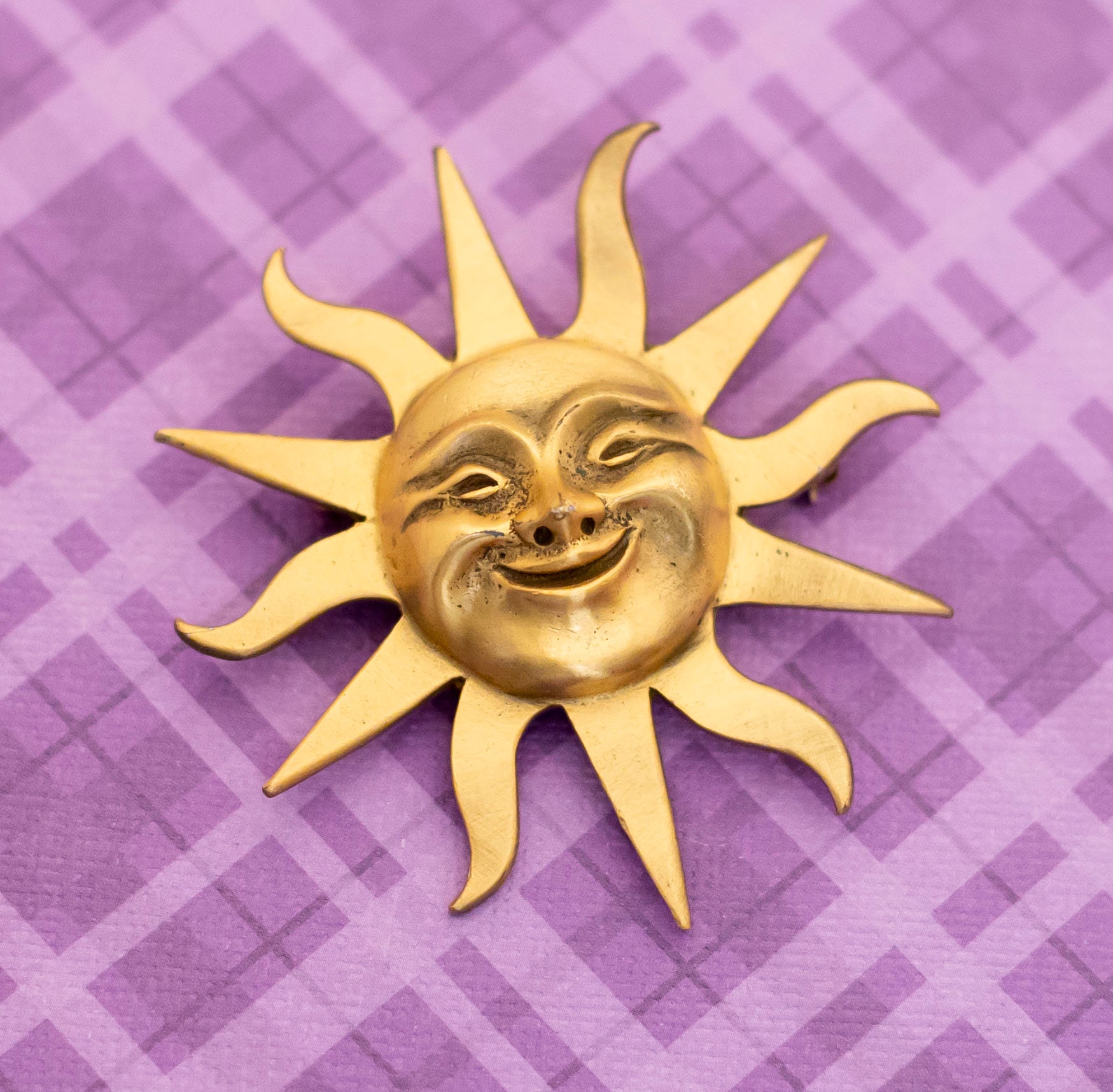 Vintage Gold Tone Happy Sun Brooch V20 - Etsy
