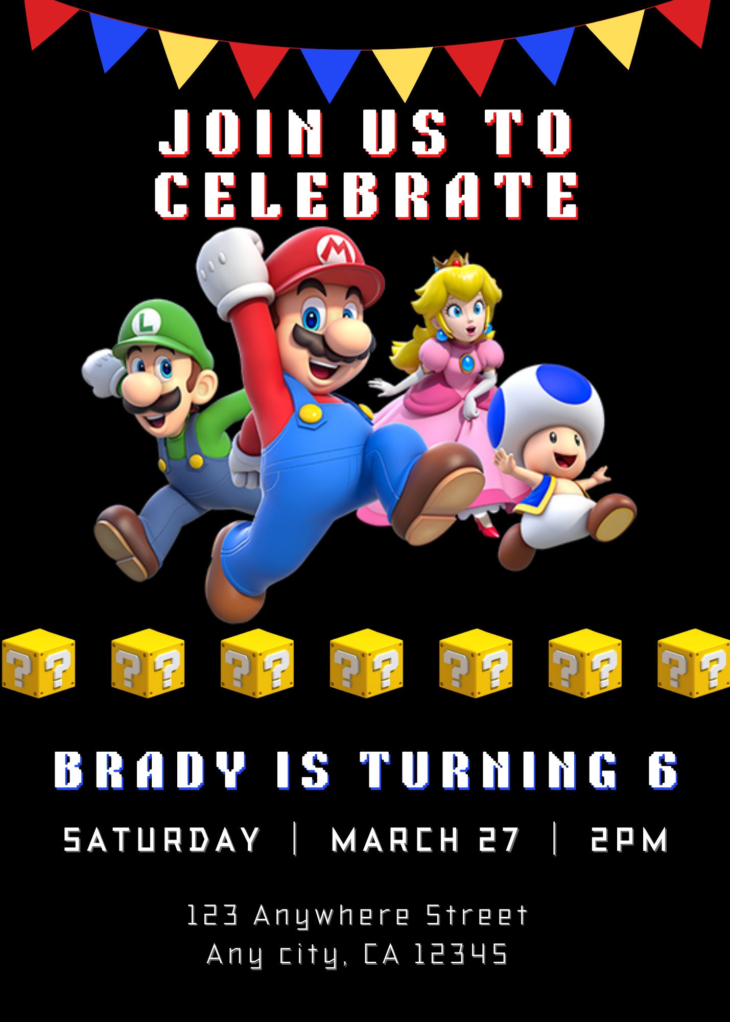 Mario Birthday Invitation Digital Download - Etsy