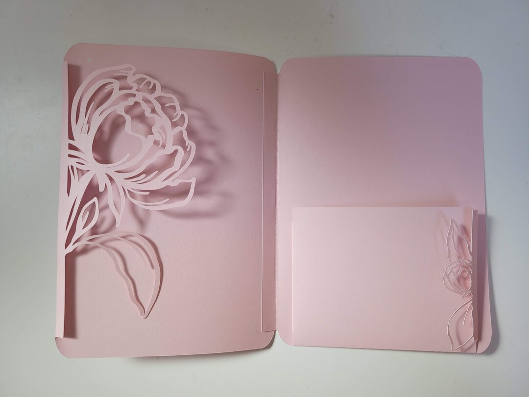 Peonies Pocket Invitation SVG, Envelope Invitation, Cricut Wedding, 5x7 ...