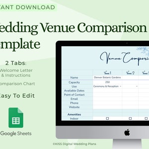 Wedding Venue Comparison Google Sheets Template - Event Planning ...