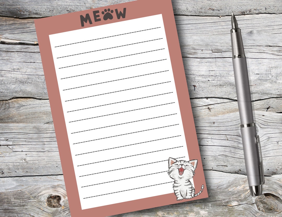 Cat Gift Idea for Cat Lover Notepad With Lines and Tear-away Pages Memo ...