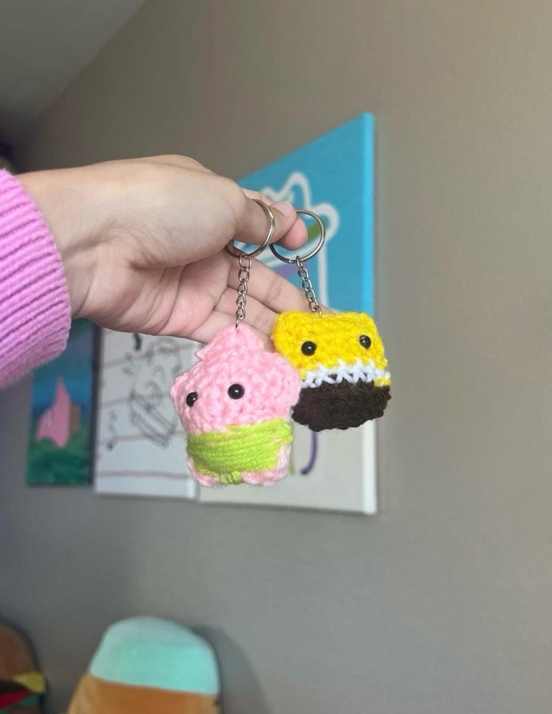Spongebob and Patrick Keychain Bag Charm Set - Etsy