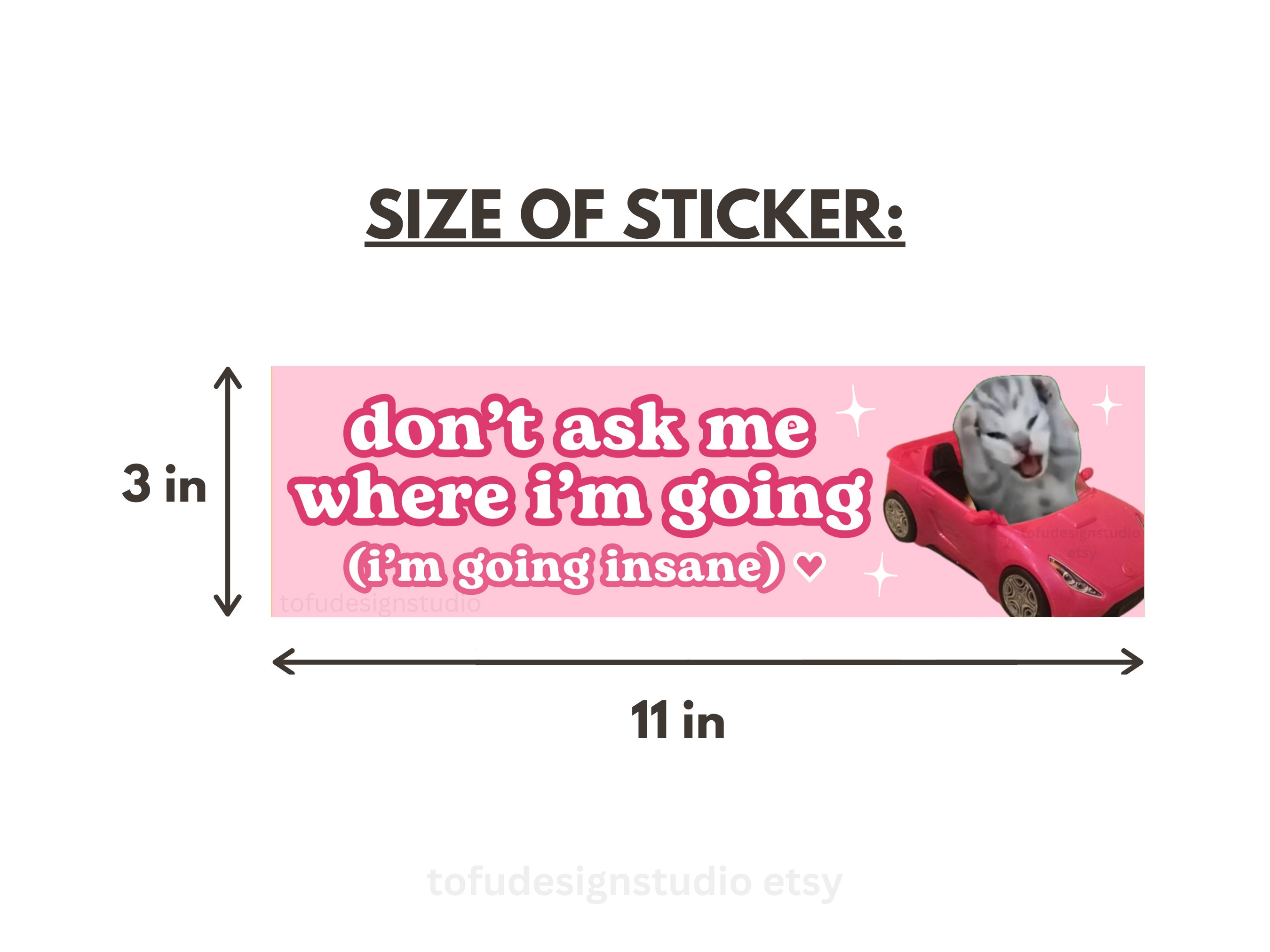 Don't Ask Me Where I'm Going i'm Going Insane Cat Meme Car Bumper ...