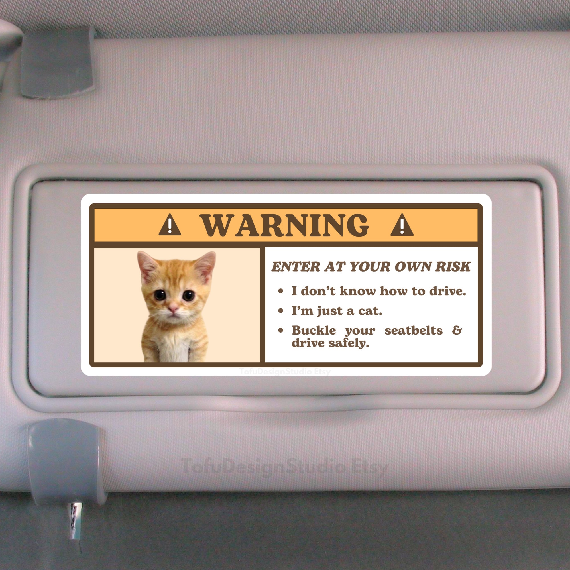 El Gato Cat Meme Car Warning Sticker Cute Kitty Caution Airbag Label ...