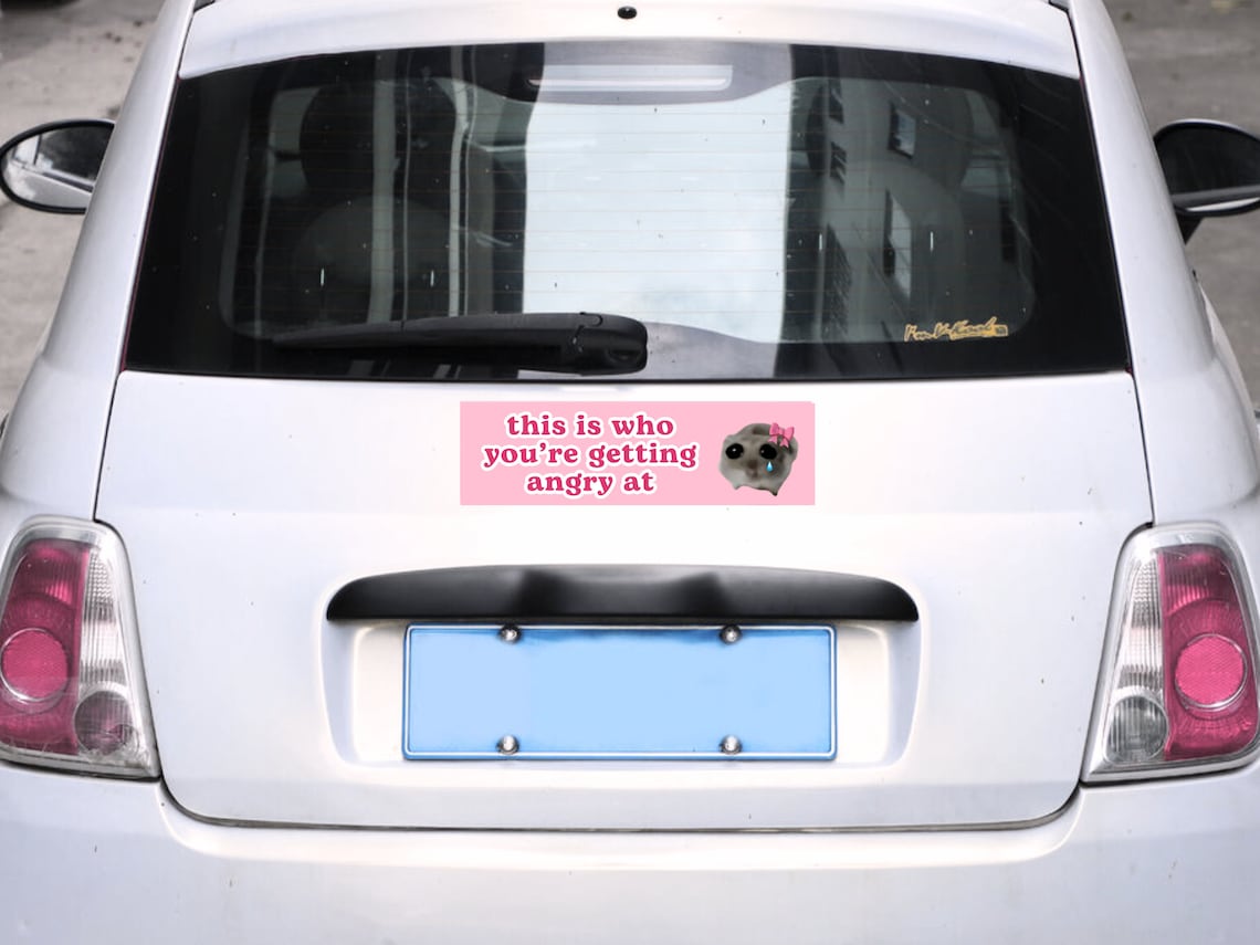 This is Who Youre Angry at Sad Hamster Car Bumper Sticker Crying Funny ...