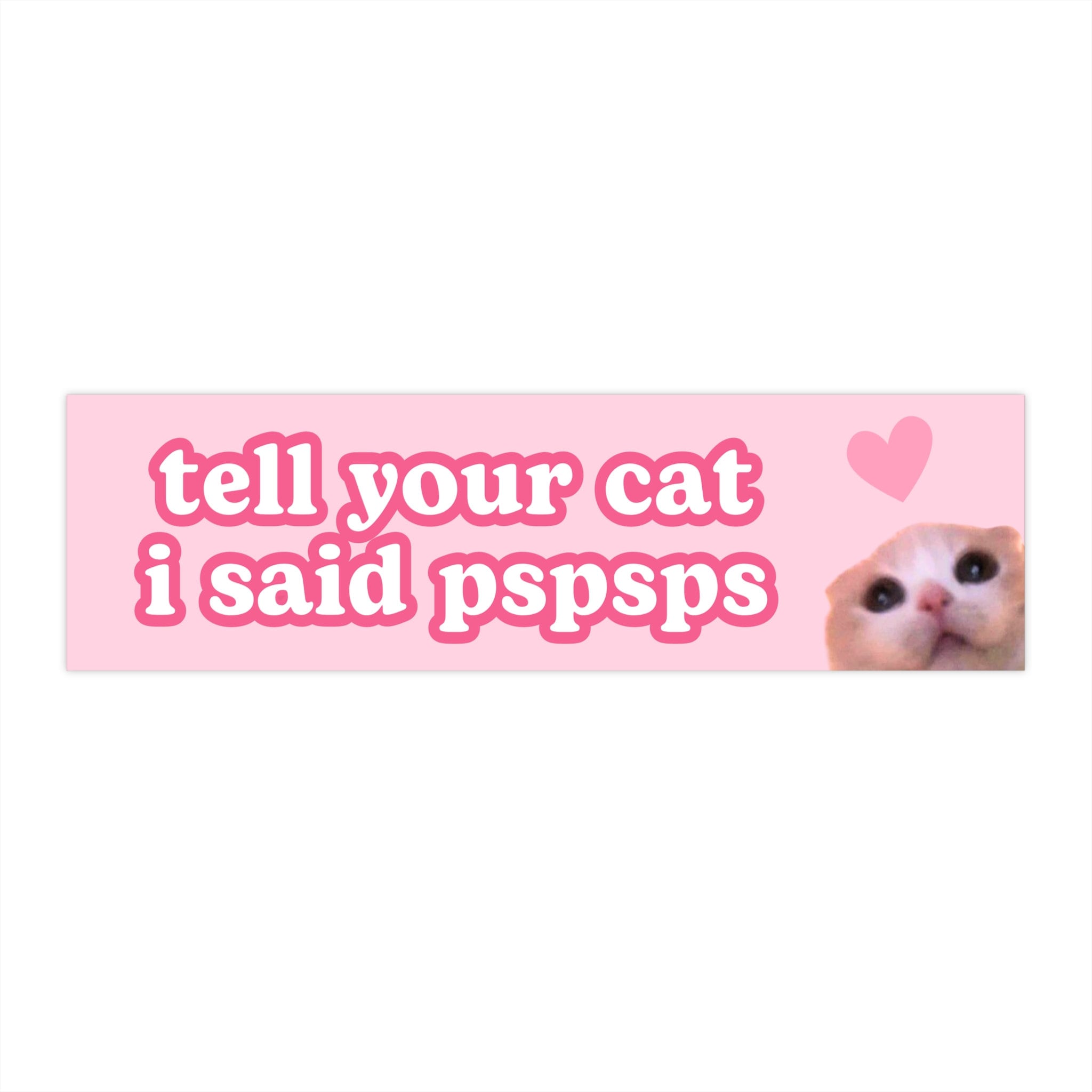 Tell Your Cat I Said Pspsps Cat Meme Car Bumper Sticker Funny Cute Pink ...