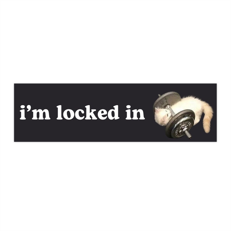 I'm Locked in | Cat Meme Car Bumper Sticker | Black Gym Kitty Funny ...