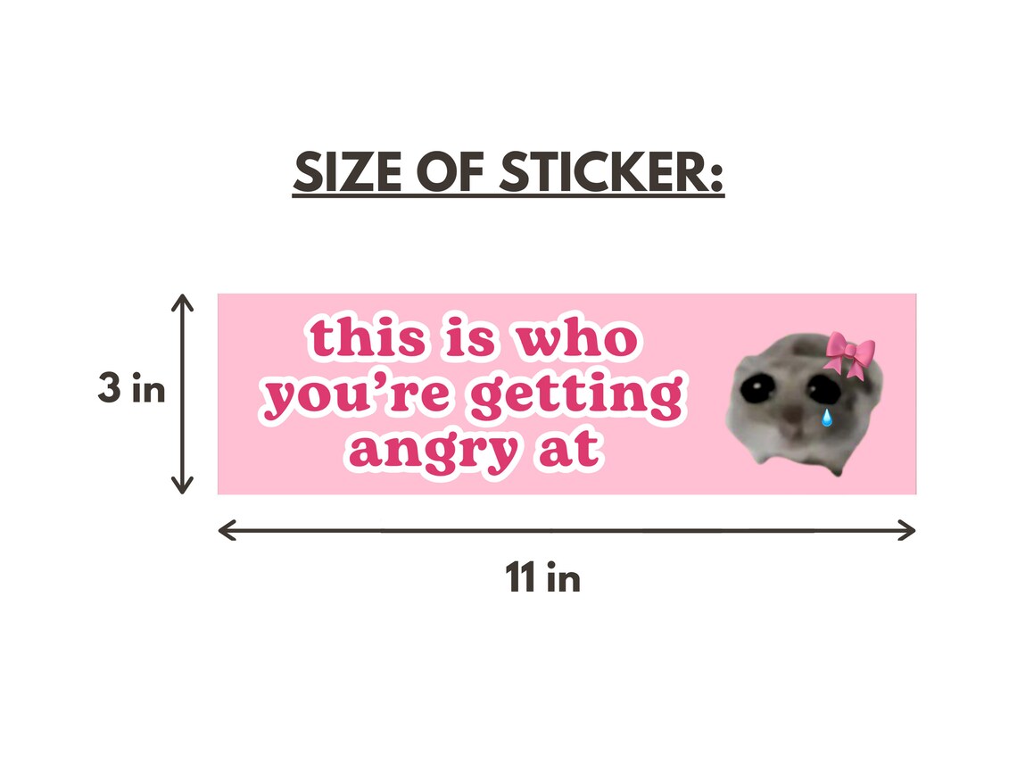 This is Who Youre Angry at Sad Hamster Car Bumper Sticker Crying Funny ...