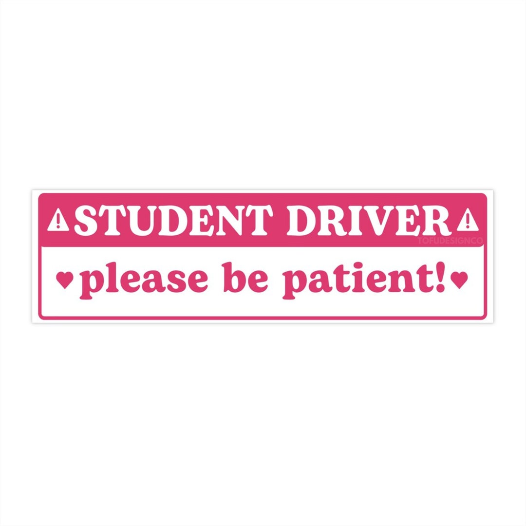 Student Driver New Driver Car Bumper Sticker Cute Pink Girl Heart Car ...