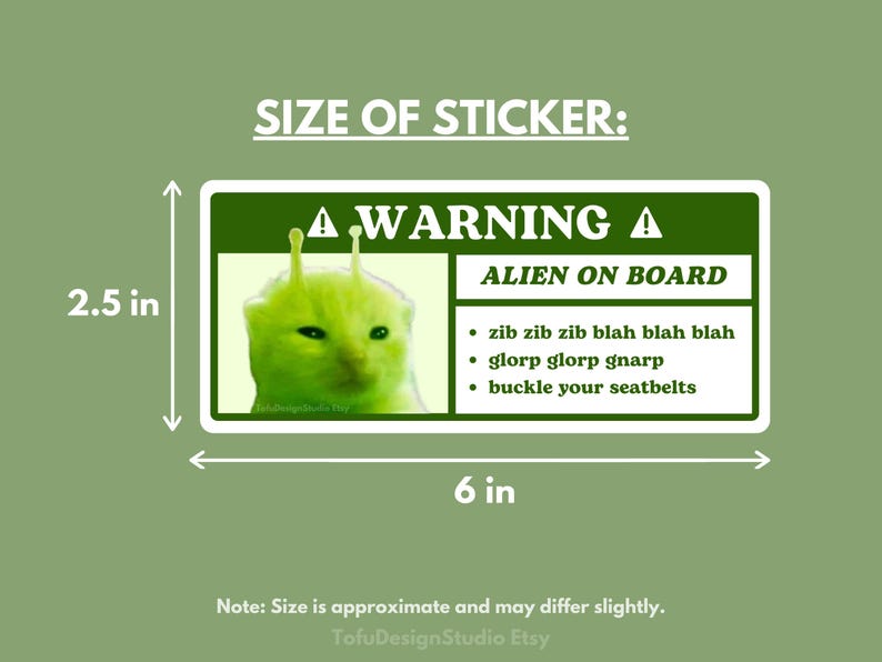 Alien Cat Meme Car Warning Sticker | Cute Glorp Gnarp Kitty, Caution ...