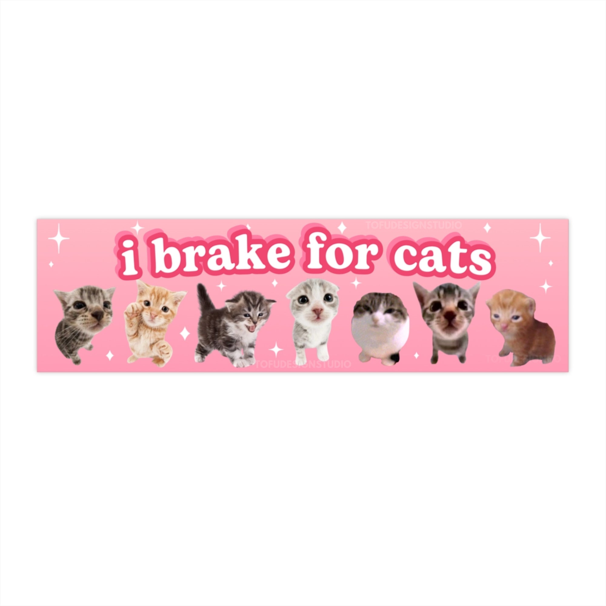 I Brake for Critters | Cat Meme Car Bumper Sticker | Funny Pink Cute ...