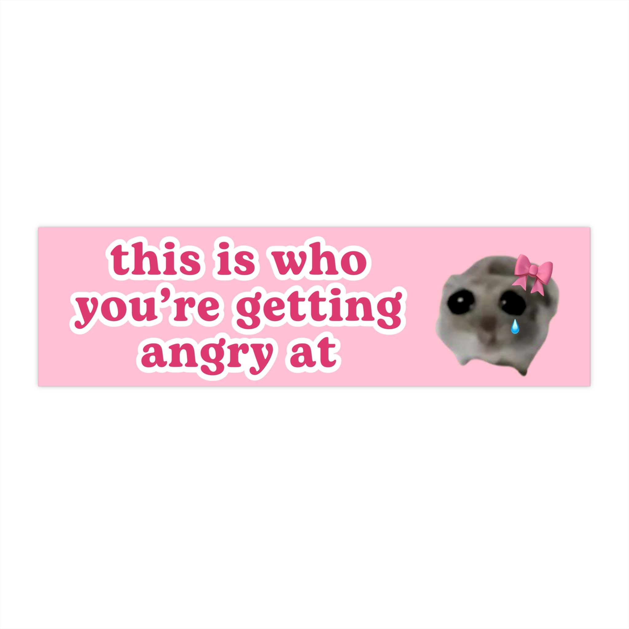 This is Who Youre Angry at | Sad Hamster Car Bumper Sticker | Crying ...