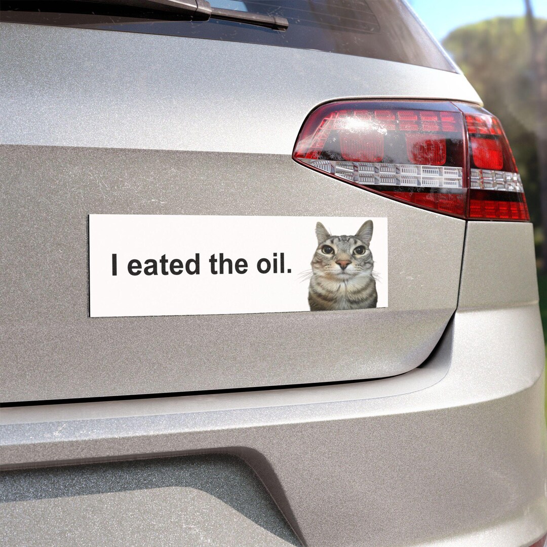 I Eated the Oil | Cat Meme Car Bumper MAGNET | Funny Gift, Cute Car ...