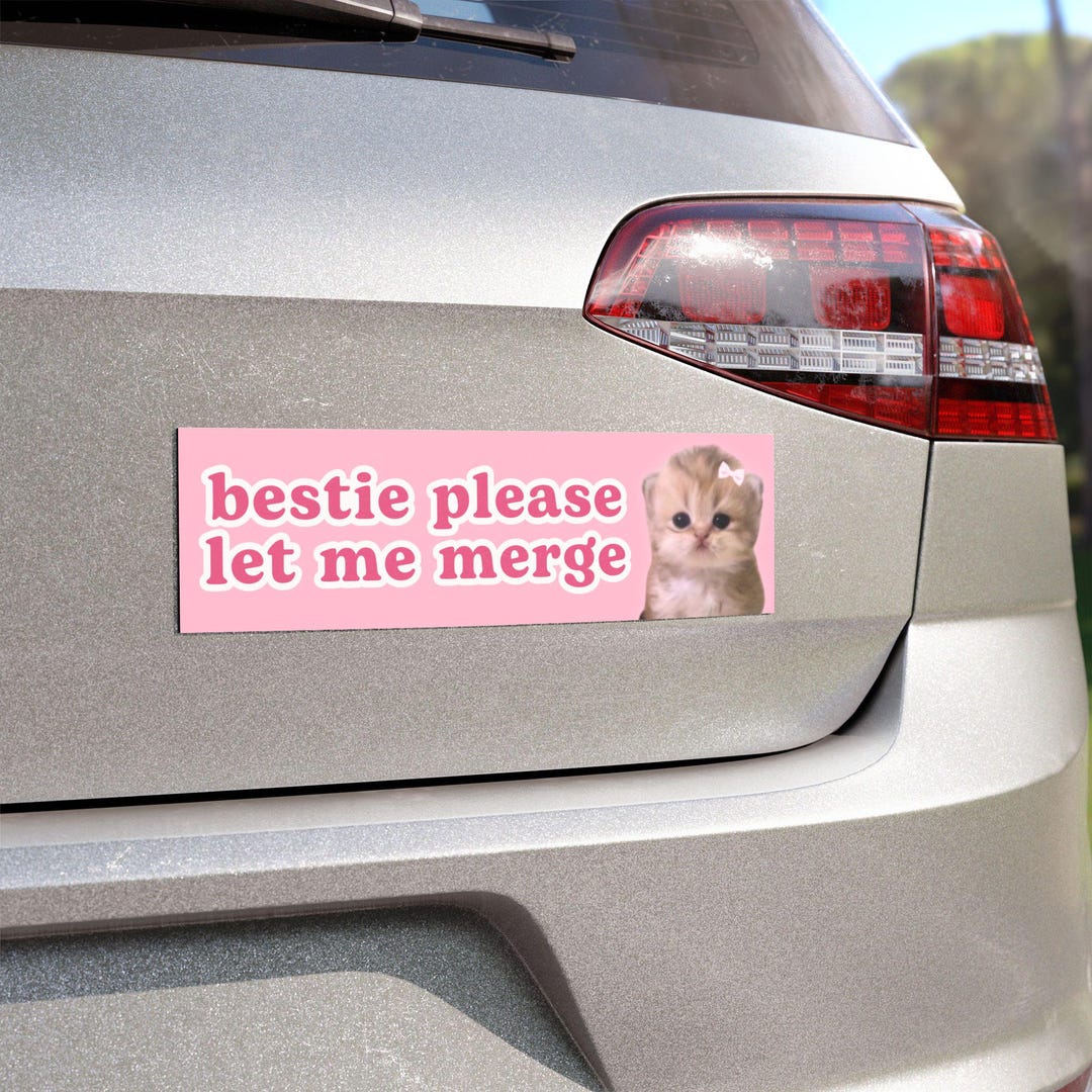 Bestie Please Let Me Merge | Cat Meme Car Bumper MAGNET | Funny, Cute ...