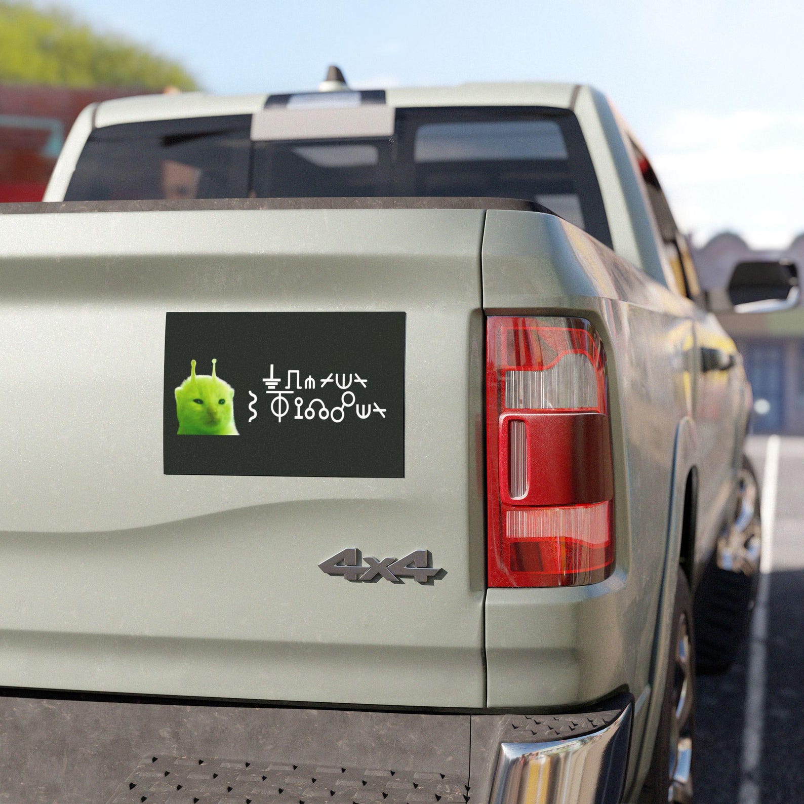 Green Alien Car Bumper Magnet | Funny Cat Meme, Cute Car Decoration ...