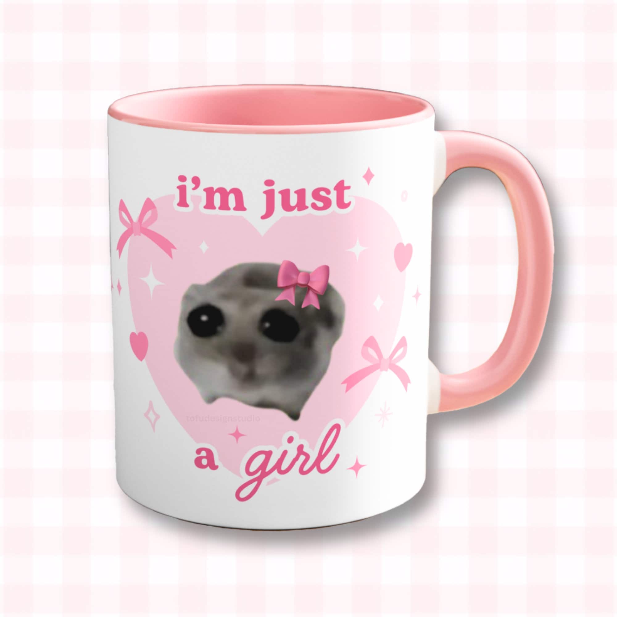 Sad Hamster Meme Mug I'm Just a Girl Pink Coquette Cute Aesthetic Funny ...