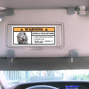 Screaming Cat Meme Car Warning Sticker | Cute Kitty Caution Airbag ...