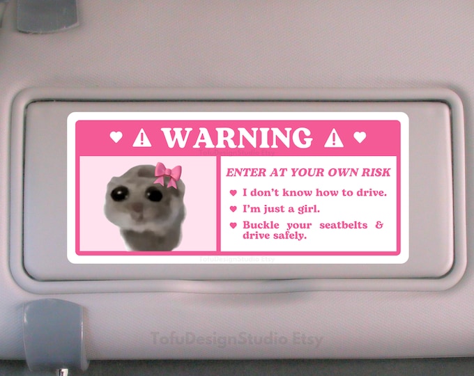 Student Driver Sad Hamster Car Bumper Sticker Crying Funny Cute Pink ...