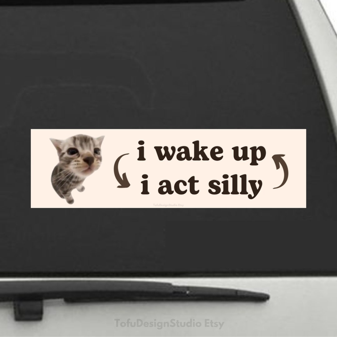 I Wake up I Act Silly / Cat Meme Car Bumper Sticker | Cute Funny Silly ...