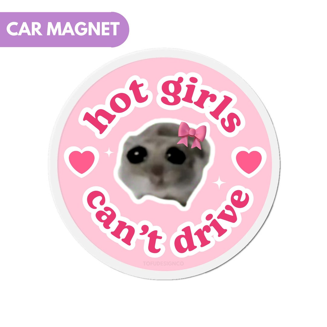 Hot Girls Can't Drive Sad Hamster Meme Round Circle Car Magnet Car ...