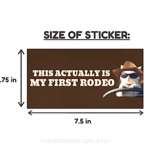 This Actually is My First Rodeo | Car Bumper STICKER | Funny Cowboy Cat ...