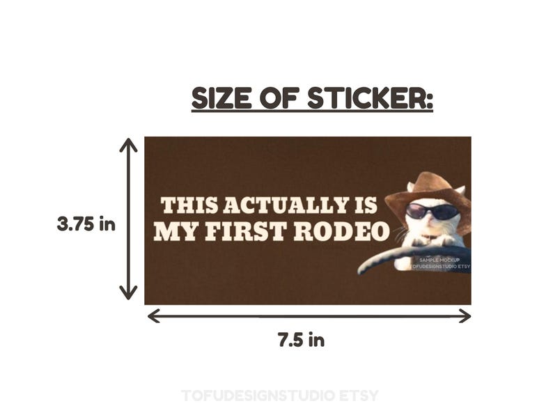 This Actually is My First Rodeo | Car Bumper STICKER | Funny Cowboy Cat ...